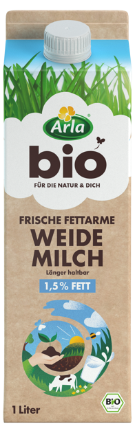 Arla® Bio Frische Fettarme Weidemilch 1,5% 1 Liter | Arla Foods